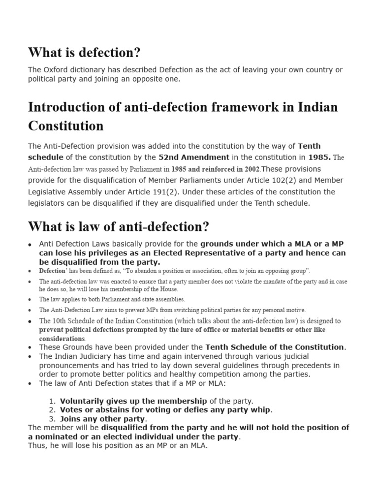 Anti Defection Law | PDF | Government | Justice