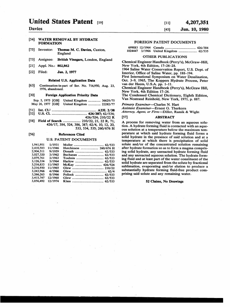 US4207351 | PDF | Acetic Acid | Solubility