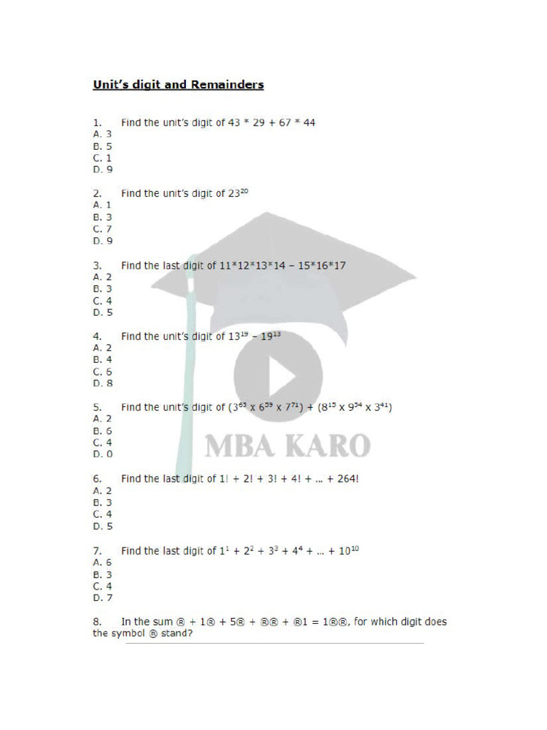 Unit Digit Practice SHEET | PDF