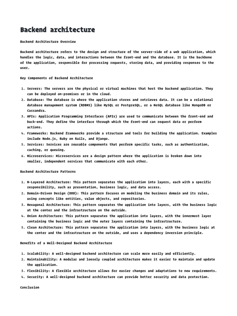 Backend architecture | PDF | Databases | Software
