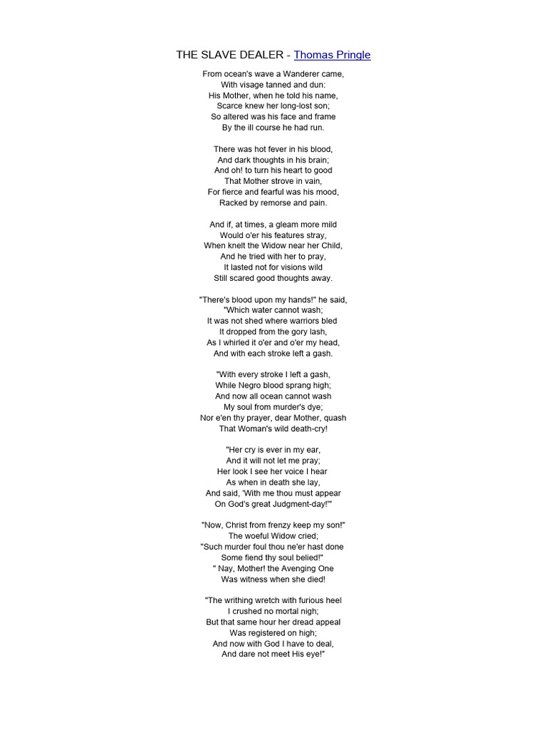 ENG2603 POEM The Slave Dealer | PDF | Religion & Spirituality | Cooking ...