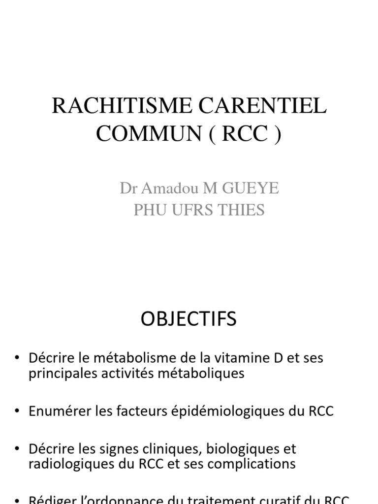 Rachitisme Carentiel : Diagnostic et Traitement | PDF | Vitamine D ...