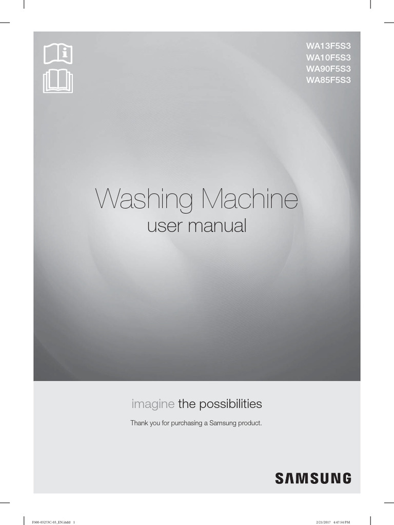Samsung Washing Machine User Manual | PDF | Washing Machine | Laundry