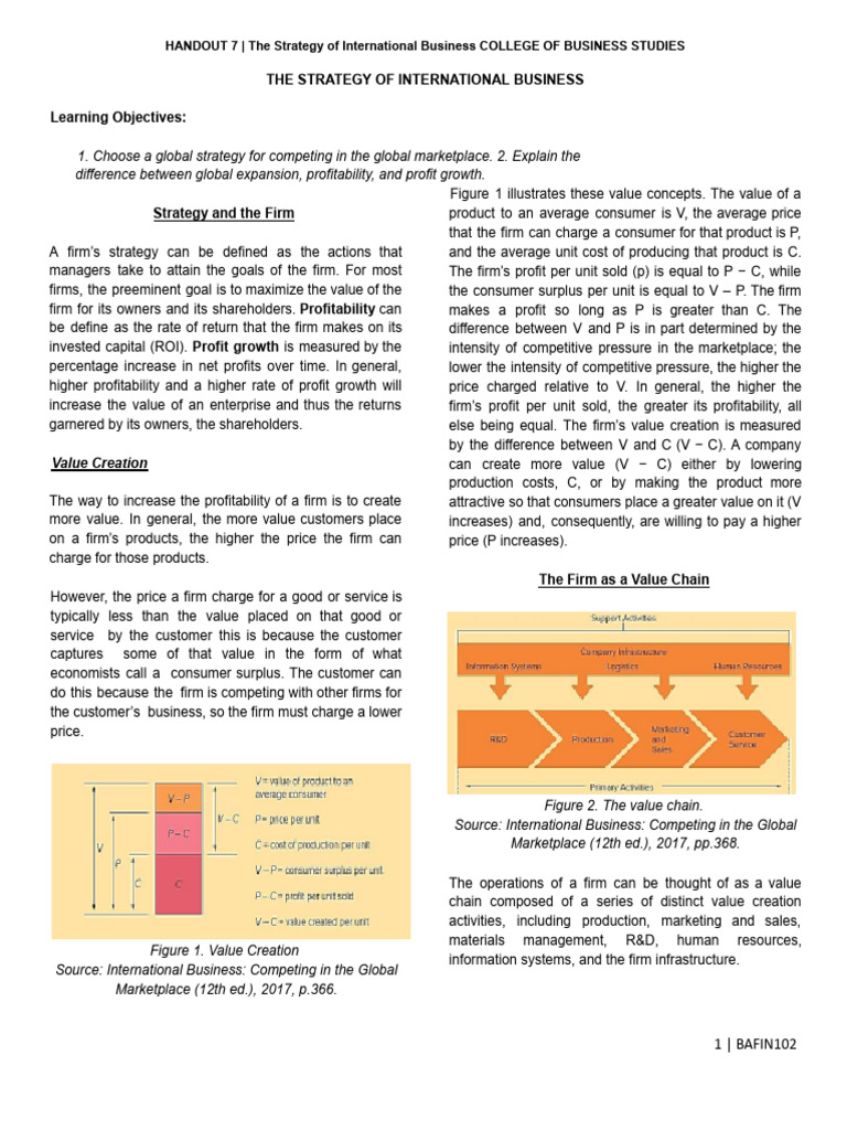 Finals Handout 7.0 Strategy of International Business | PDF | Profit ...