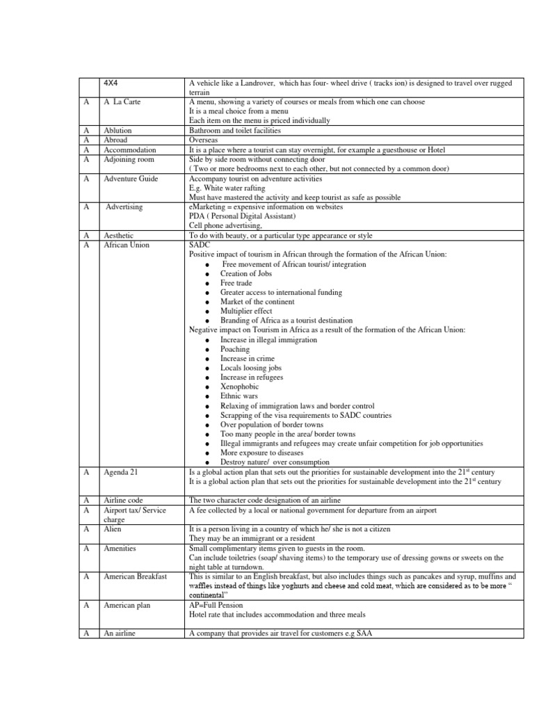 Tourism Dictionary-1 | PDF | Tourism | Employment