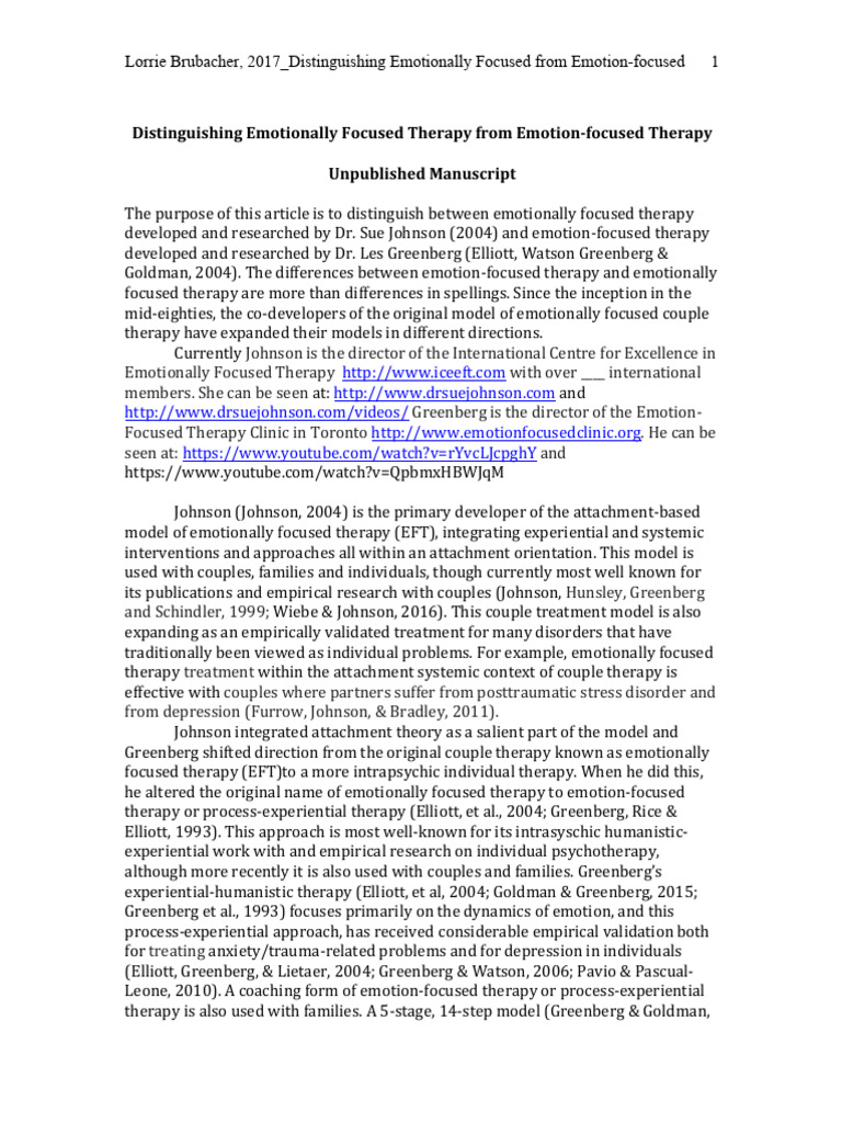 Emotionally vs. Emotion-Focused Therapy | PDF | Psychotherapy ...