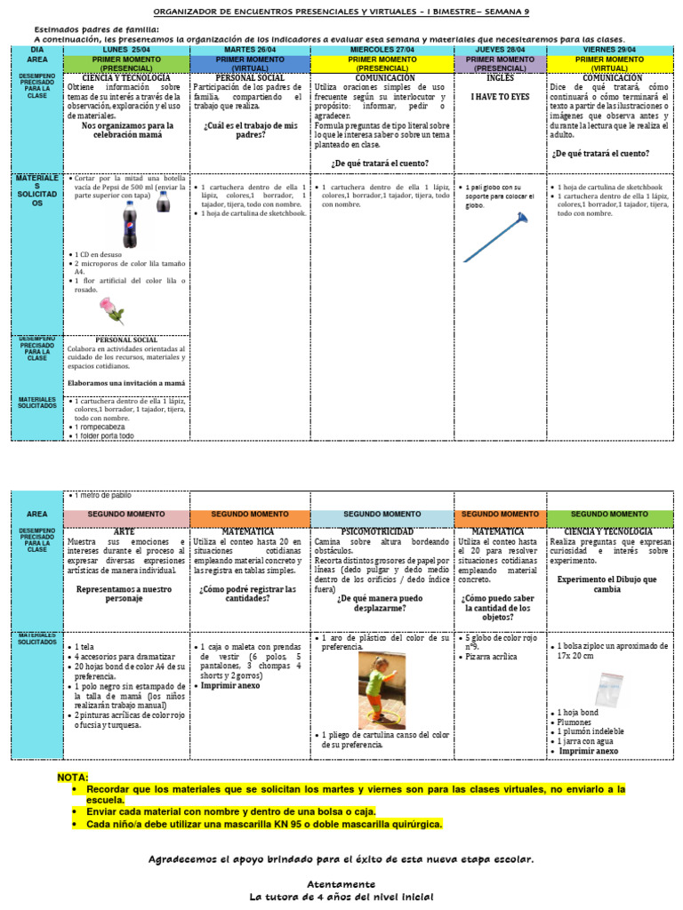 Comunicado 4 Años Semana 9 2 | PDF
