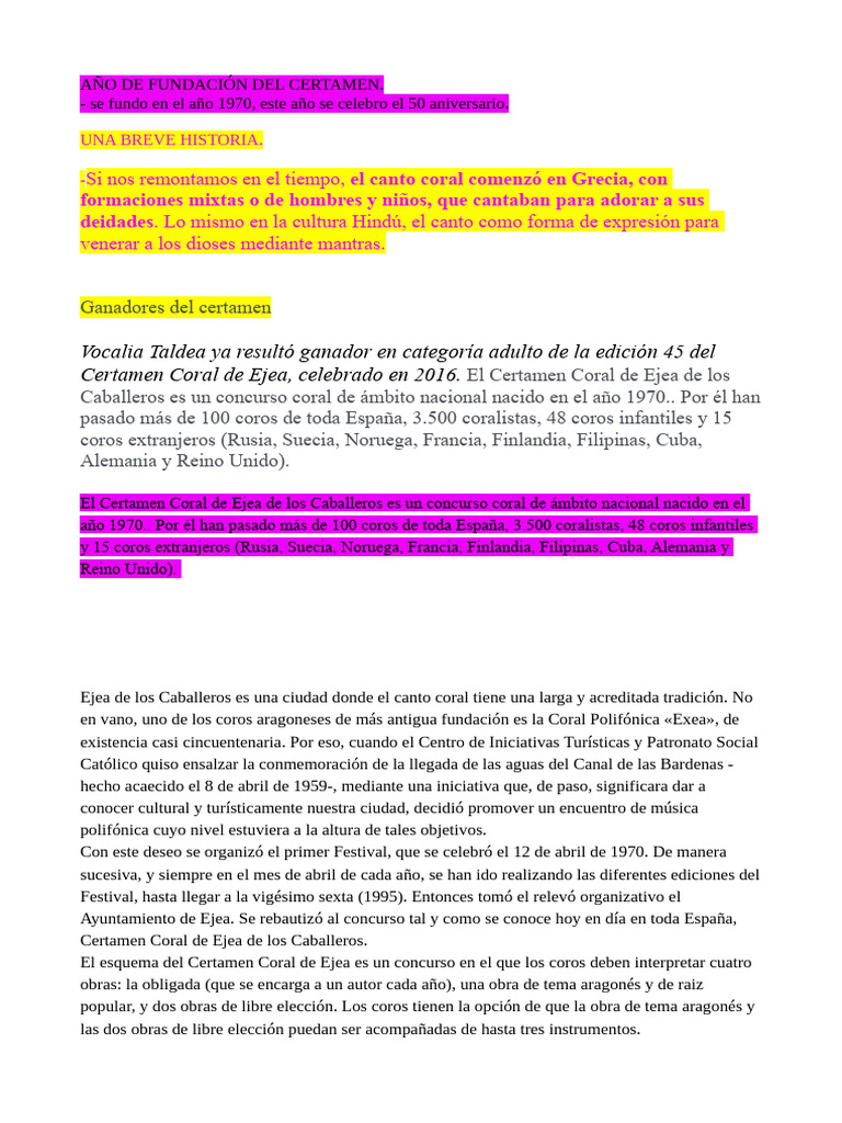 Nuevo Texto de OpenDocument | Descargar gratis PDF | Coro