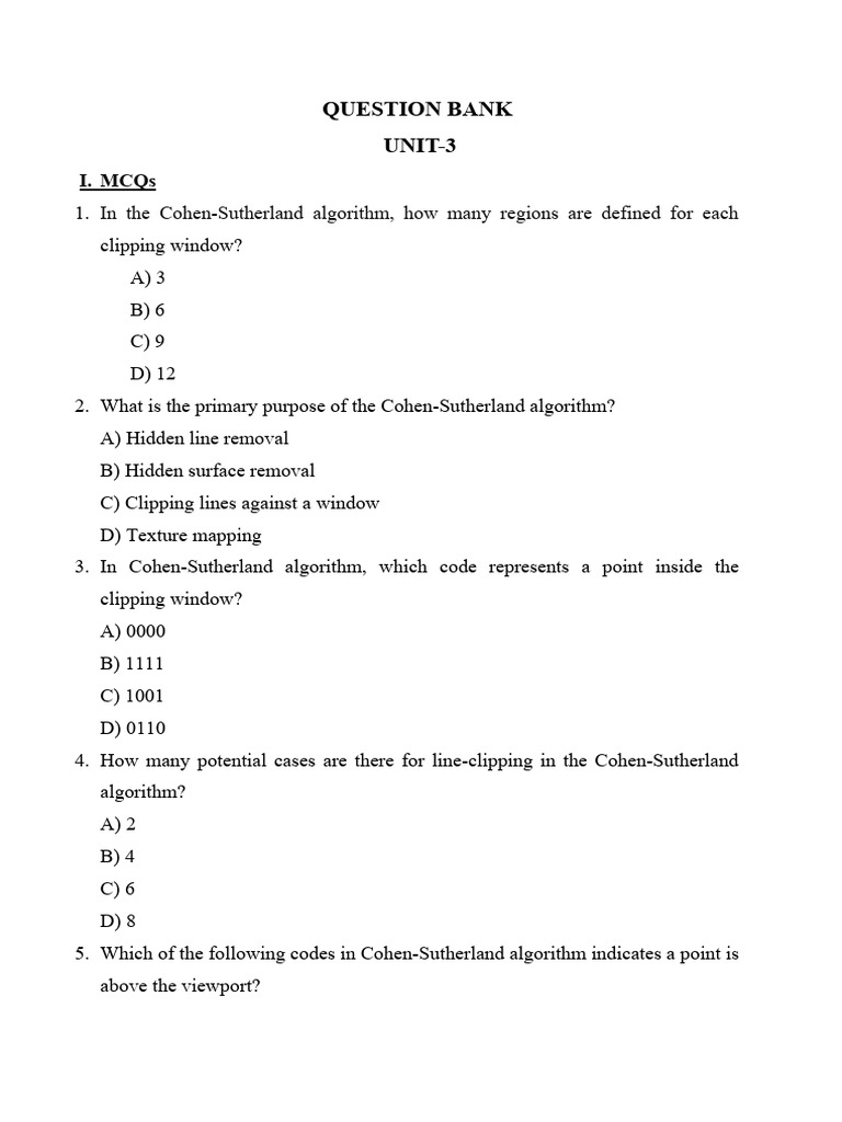 CAD & CAM - Unit - 03 - Question Bank | PDF | Graphic Design | Image Processing