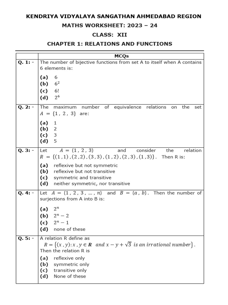 Relations and Functions PDF | PDF | Mathematical Concepts | Algebra