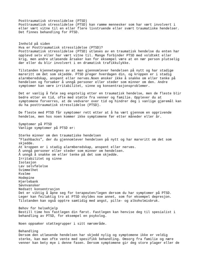 PTSD (Norsk) | PDF
