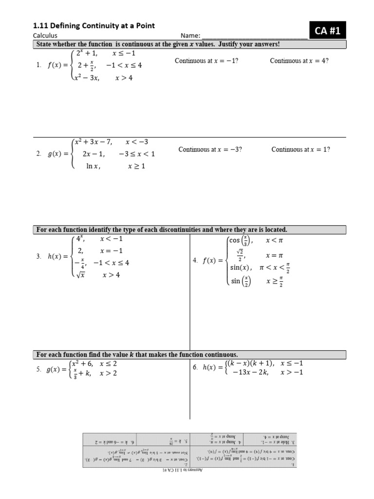 Calc 1.11 Ca1 | PDF