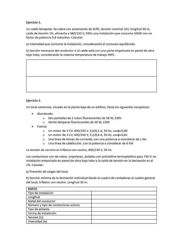 Ejercicios Sin Resolver | PDF | Corriente eléctrica | Conductor electrico