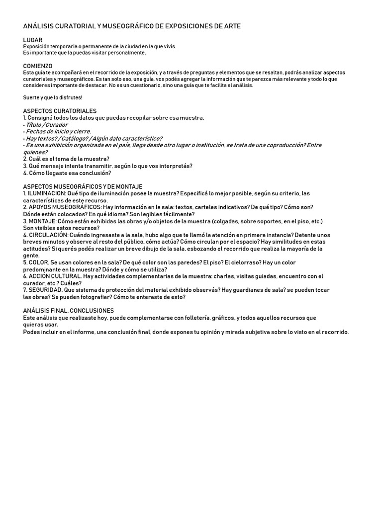 Guia Analisis Curatorial y Museografico | PDF