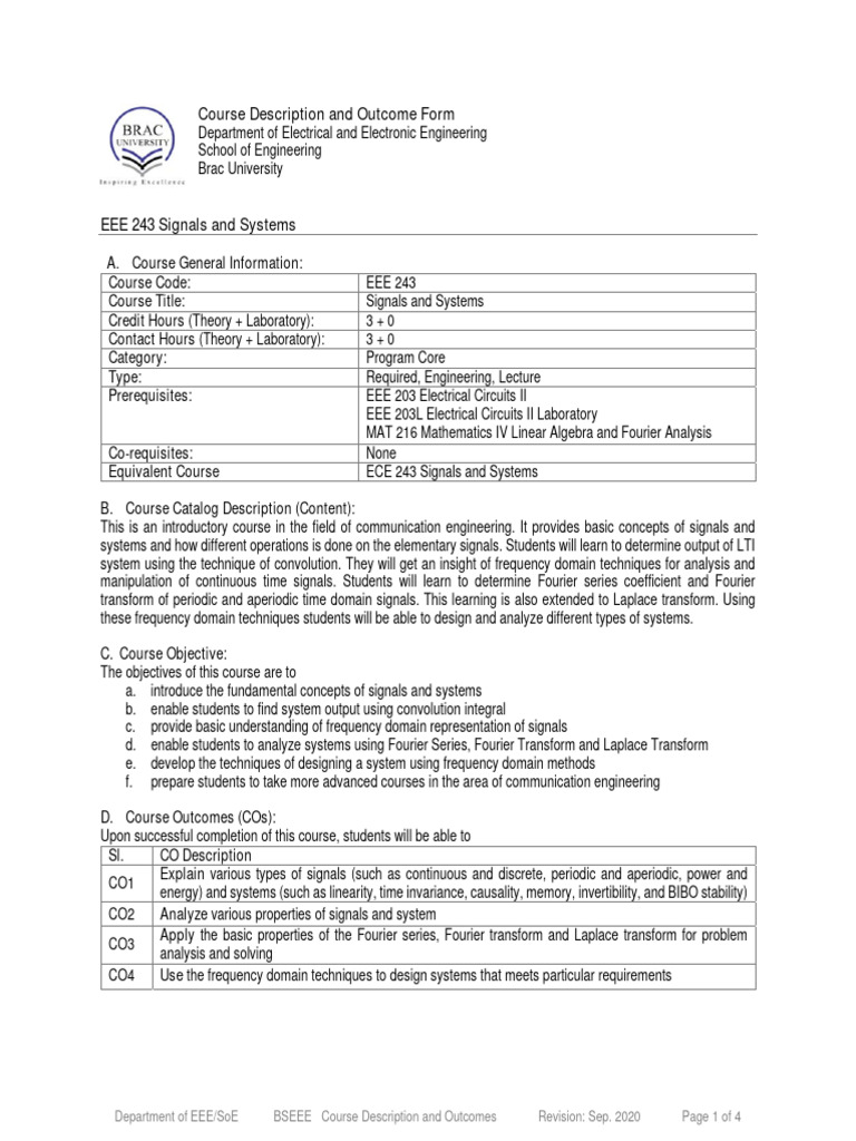 EEE243 ECE243 Signals and Systems | PDF | Mathematics | Applied Mathematics