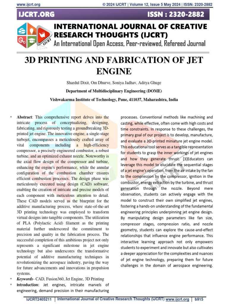 3D Printed Jet Engine Development | PDF | Jet Engine | 3 D Printing