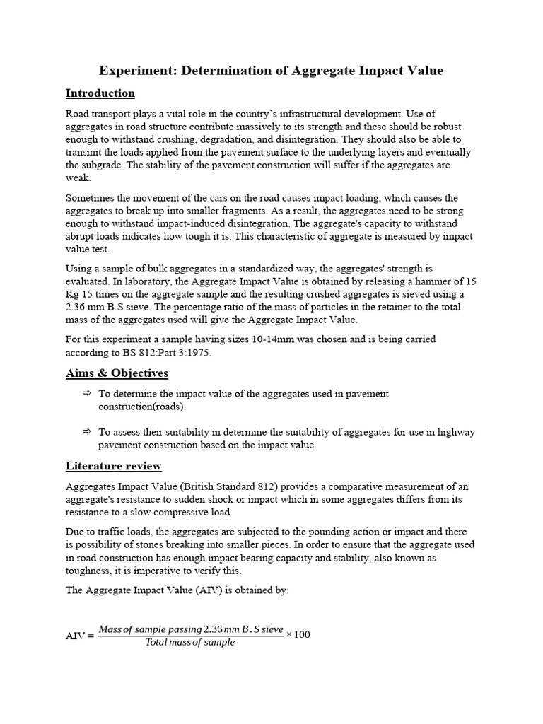 Impact test Report | Download Free PDF | Road | Construction Aggregate