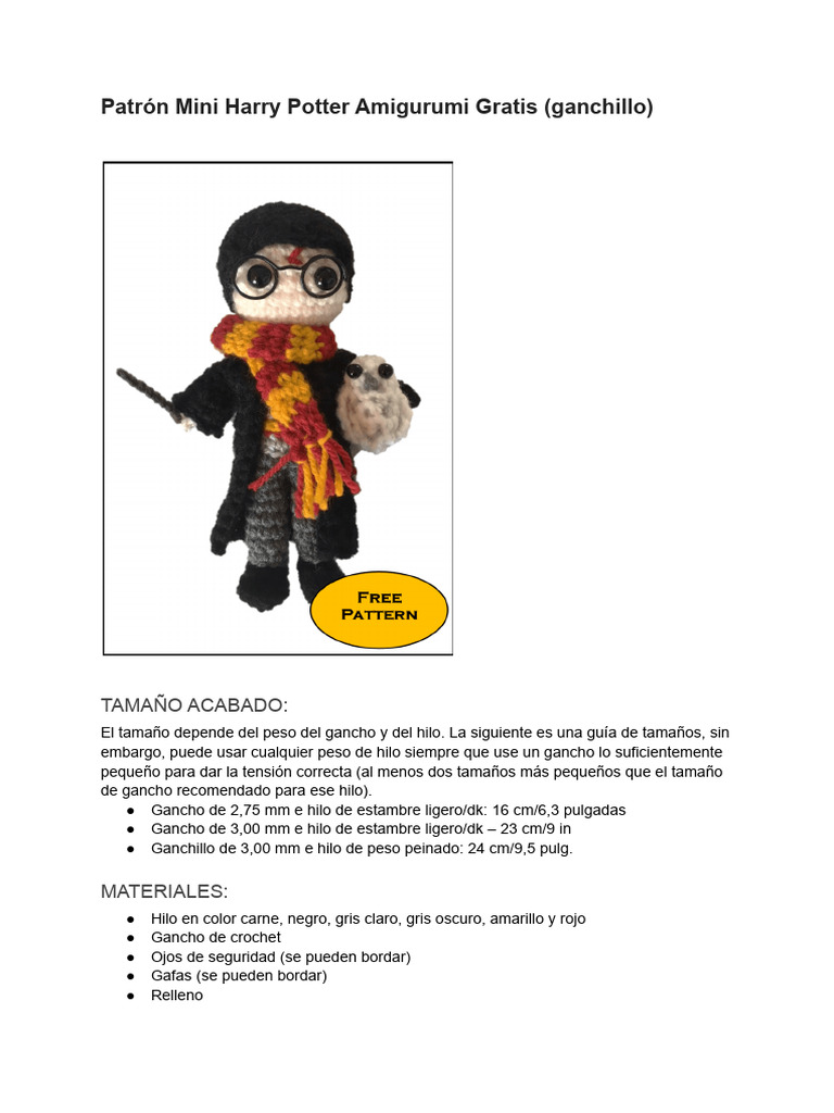 Saga Harry - Mini Harry | PDF | Tejer | Amigurumi