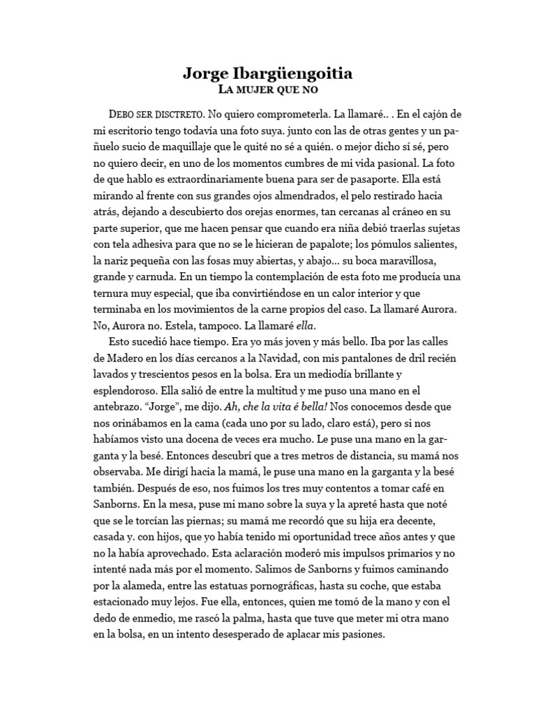 Jorge Ibargüengoitia - La Mujer Que No | PDF