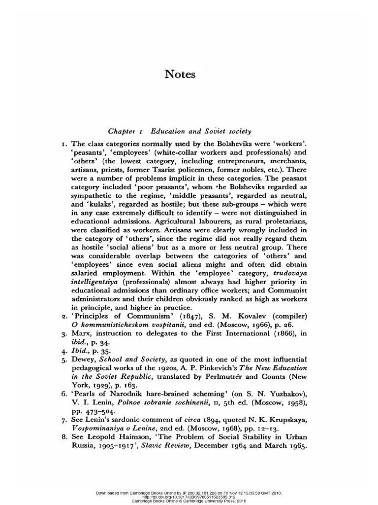 Notes: Chapter I Education and Soviet Society | PDF | Vladimir Lenin ...