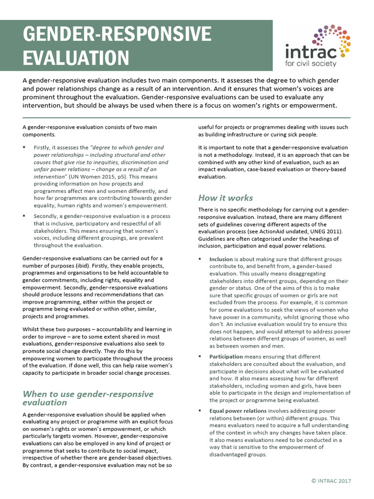 Gender Responsive Evaluation | PDF | Evaluation | Empowerment