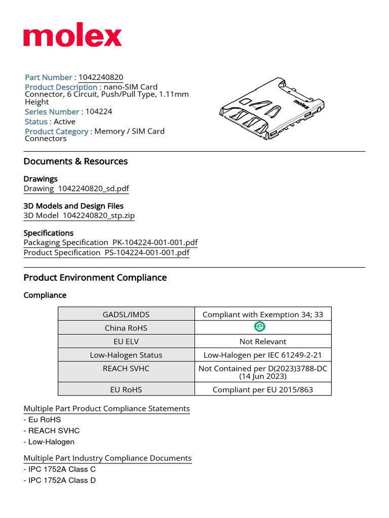Documents & Resources: Part Number: Product Description: Series Number ...