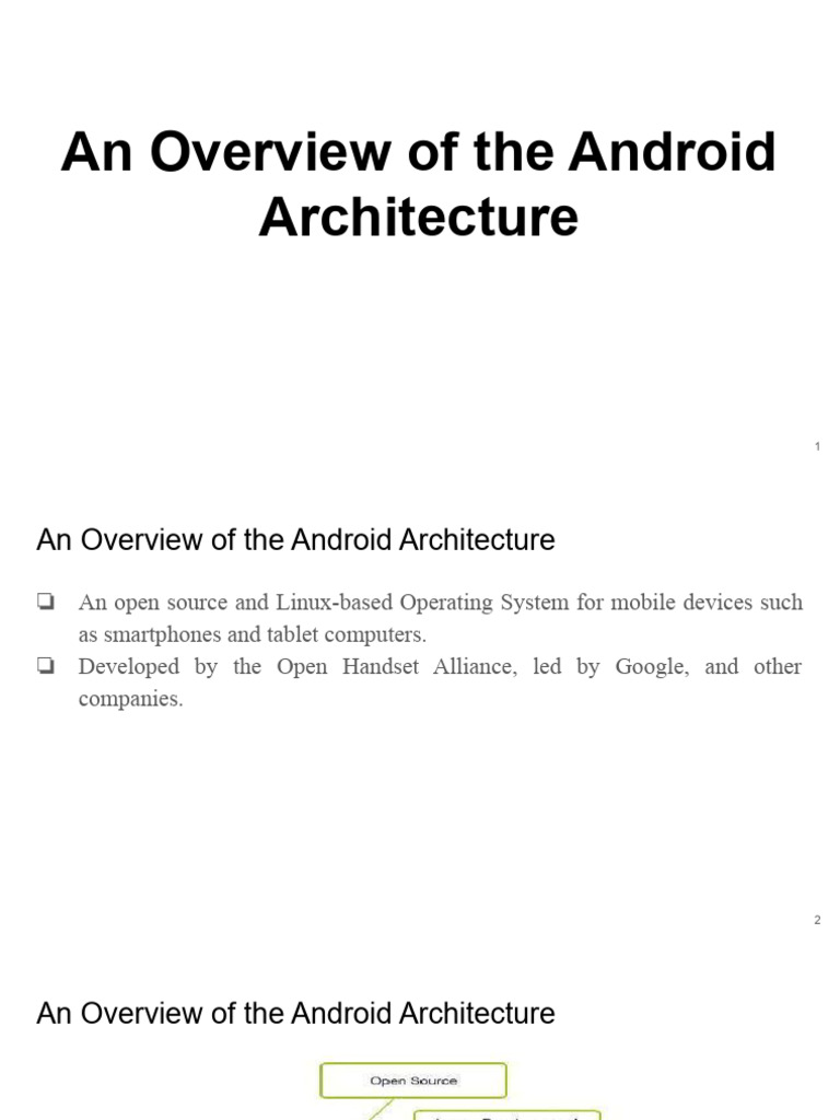An Overview of The Android Architecture | PDF | Android (Operating System) | Application Software