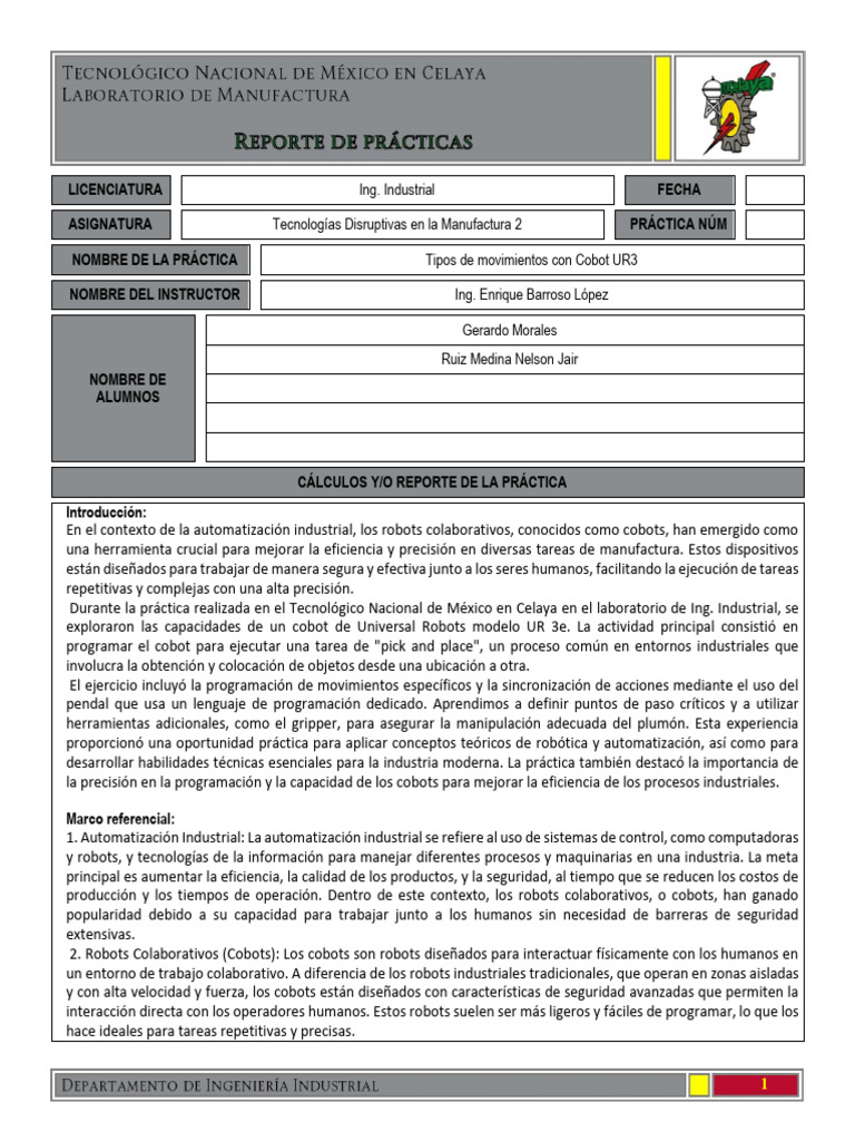 TDM2 - Ptmcobot - 11-13 - Equeipo #1.2 | PDF | Robot | Robótica