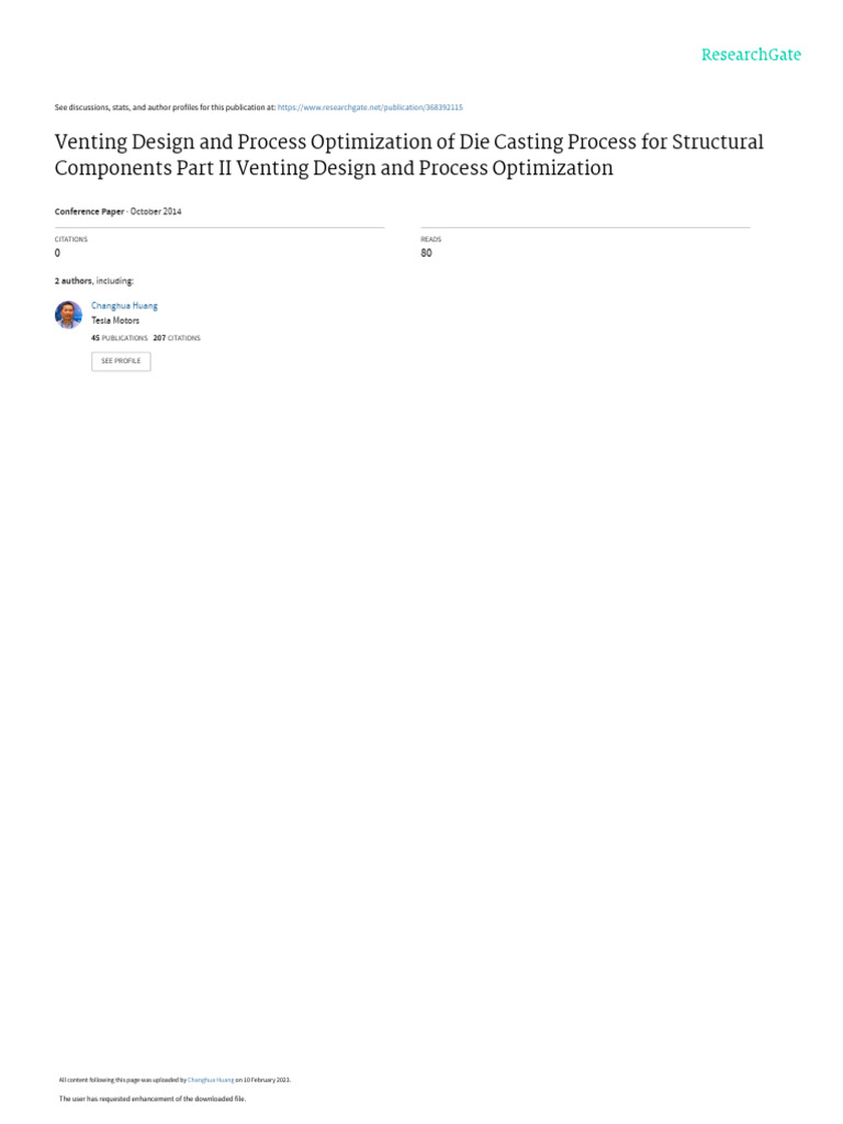 Venting Design and Process Optimization of Die Casting Process For ...