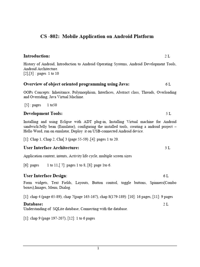 CS -802 Mobile Application on Android Platform | PDF | Android (Operating System) | Java ...