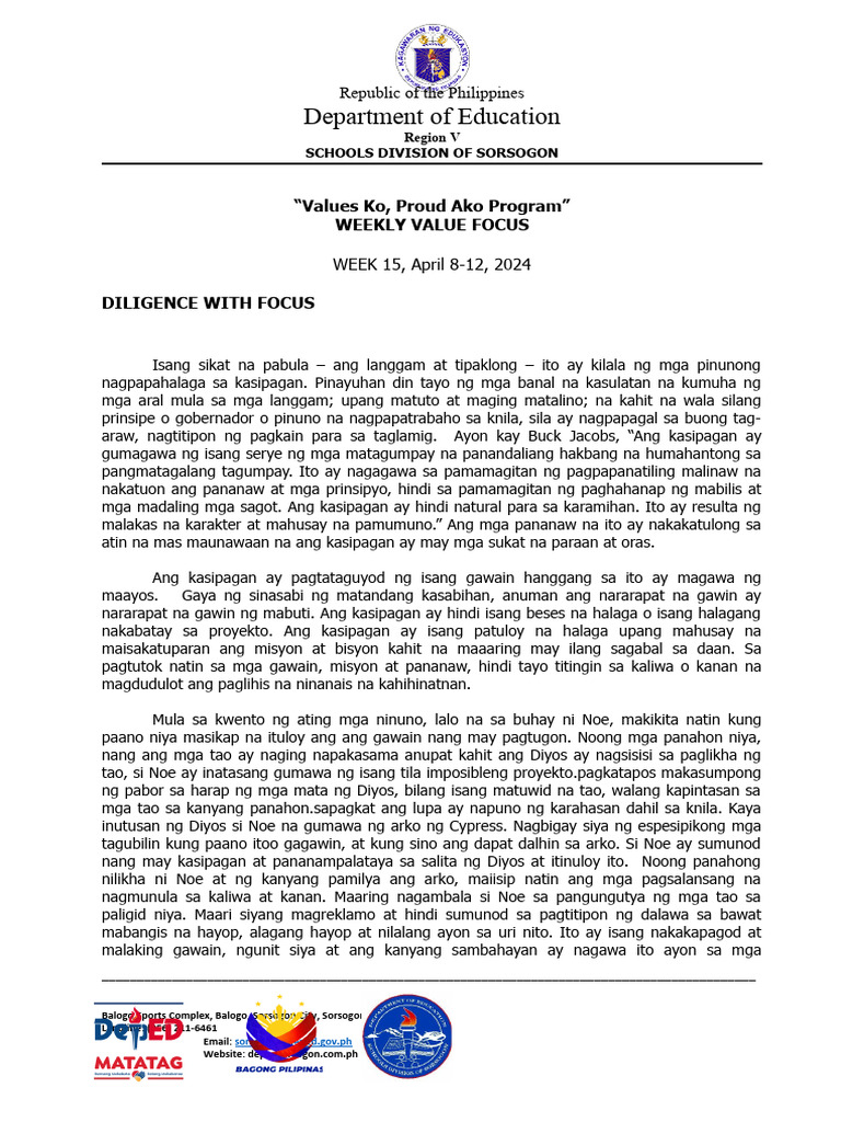 Value Focus of The Week Diligence With Focus | PDF