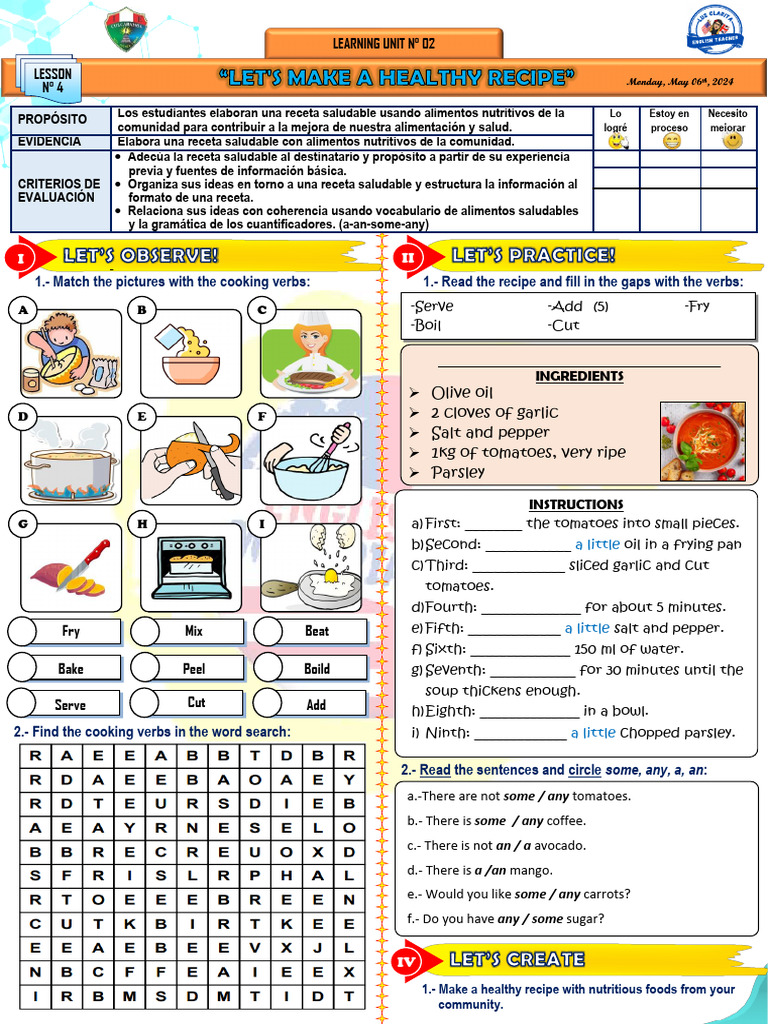 1° 2° Ficha de Actividades Week #04 UNIT 2 | PDF