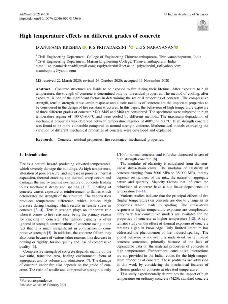 High Temperature Effects On Different Grades of Concrete: D Anupama ...