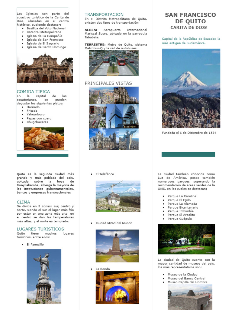 Guía turística de Quito y sus atractivos | PDF