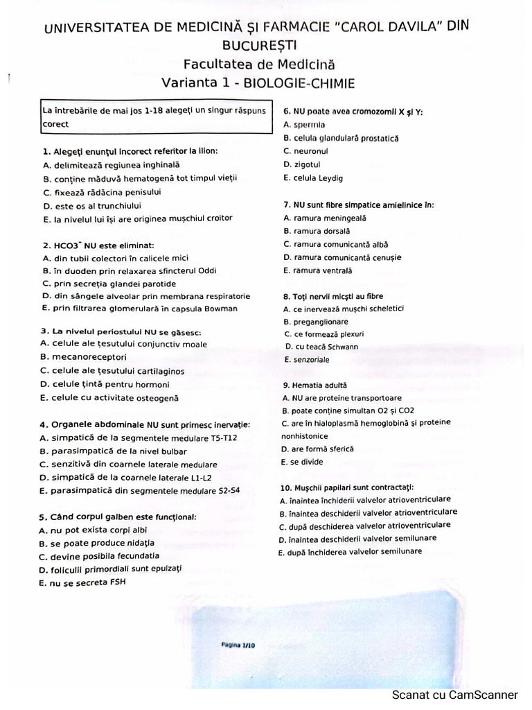 Subiecte Simulare, Varianta 1 | PDF