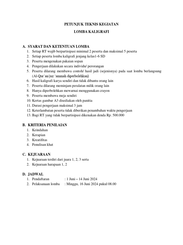 Petunjuk Teknis Kegiatan | PDF | Seni