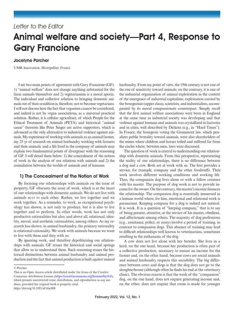 Animal Welfare and Society-Part 4 Response To Gary | PDF | Veganism | Dogs