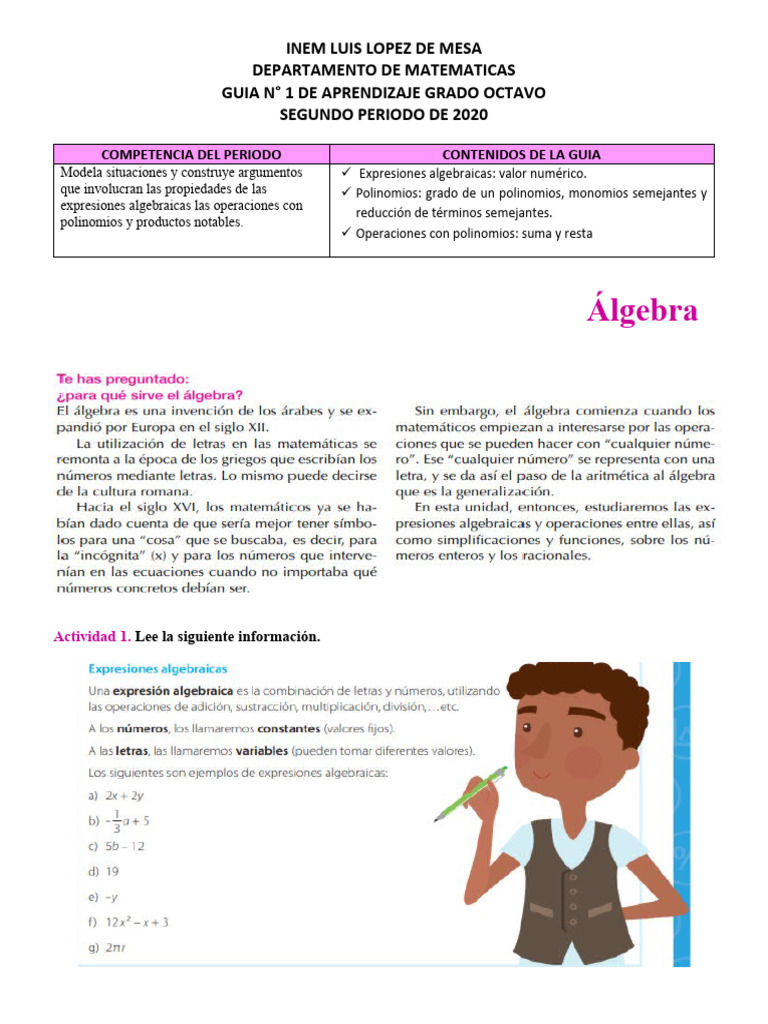 1.guia 1. Octavo. Segundo Periodo | PDF | Análisis numérico | Álgebra ...