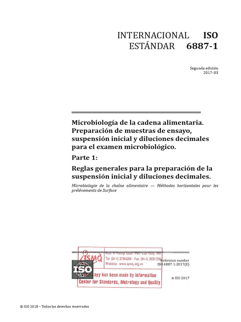 ISO 6887:2017 Español | PDF | Organización internacional para la ...