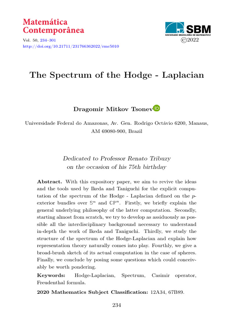 The Sprectrum of The Hodge Laplacian | PDF | Lie Algebra ... The Sprectrum of The Hodge Laplacian | PDF | Lie Algebra ...
