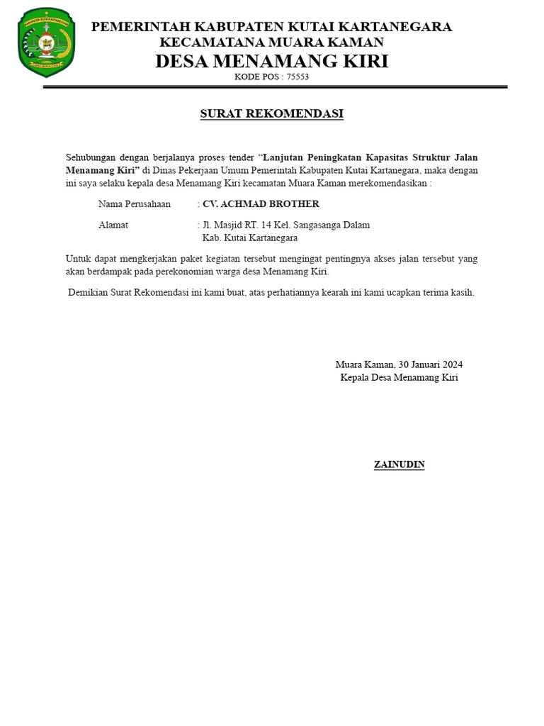 Surat Rekomendasi | PDF