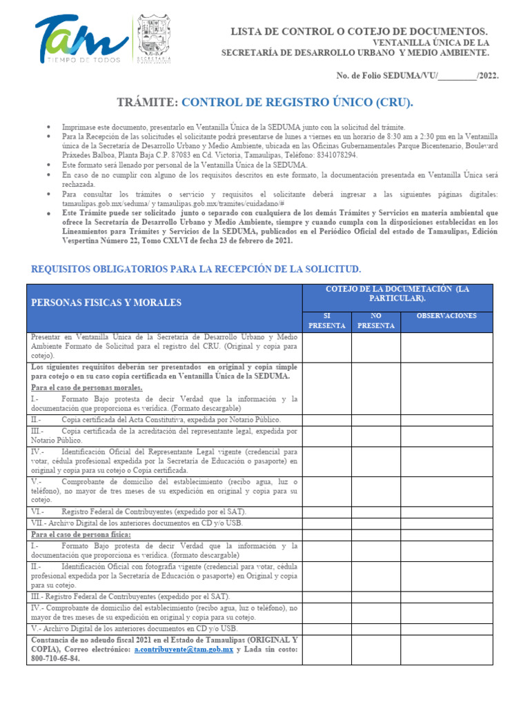 Check List Cru | PDF