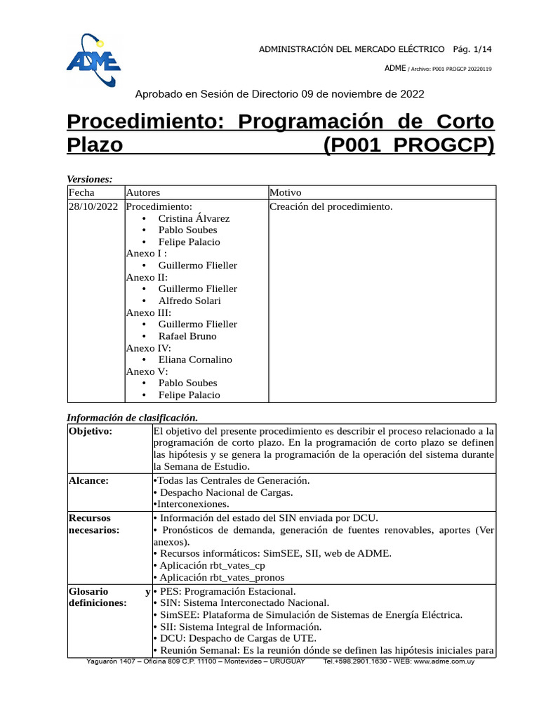 Procedimiento de Programaci en Corto Plazo | PDF | Administración ...