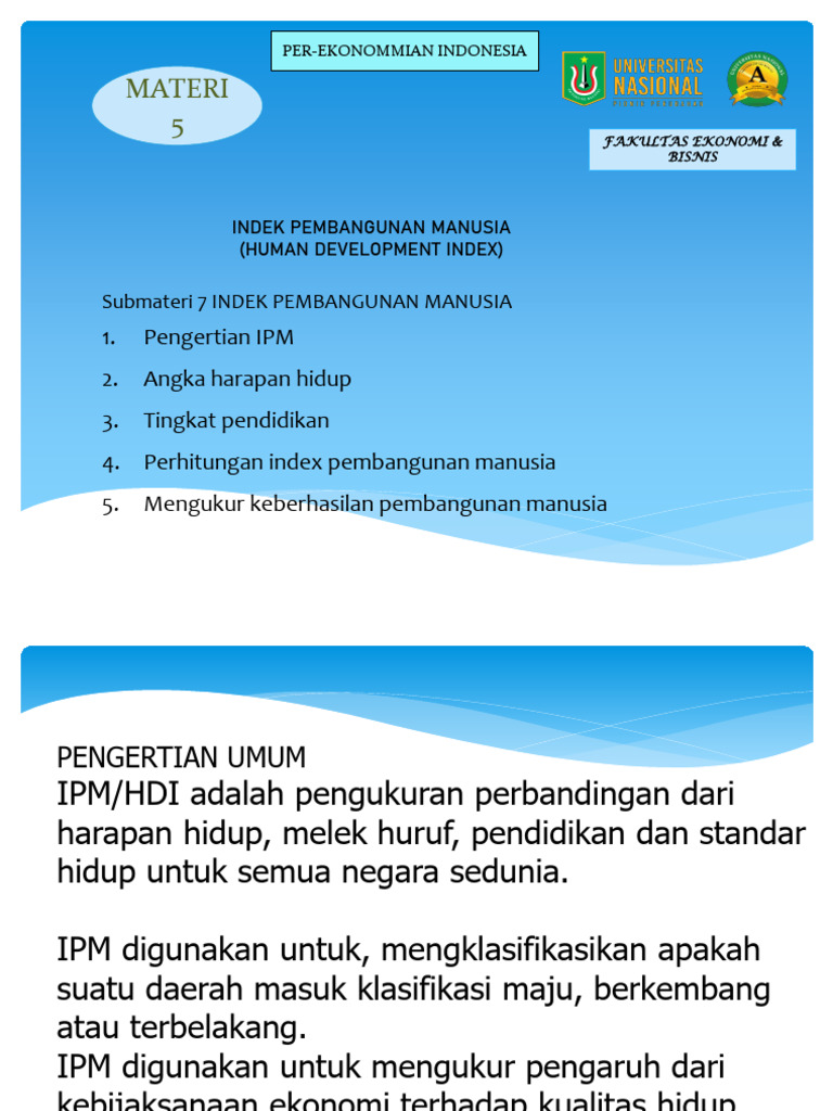 Materi 7 Indek Pembangunan Manusia | PDF | Bisnis