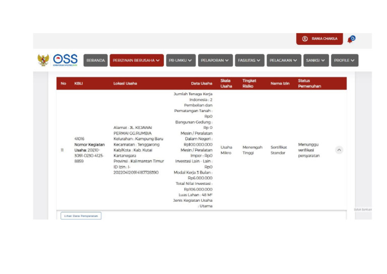 Sertifkat Standar CV. Rania | PDF