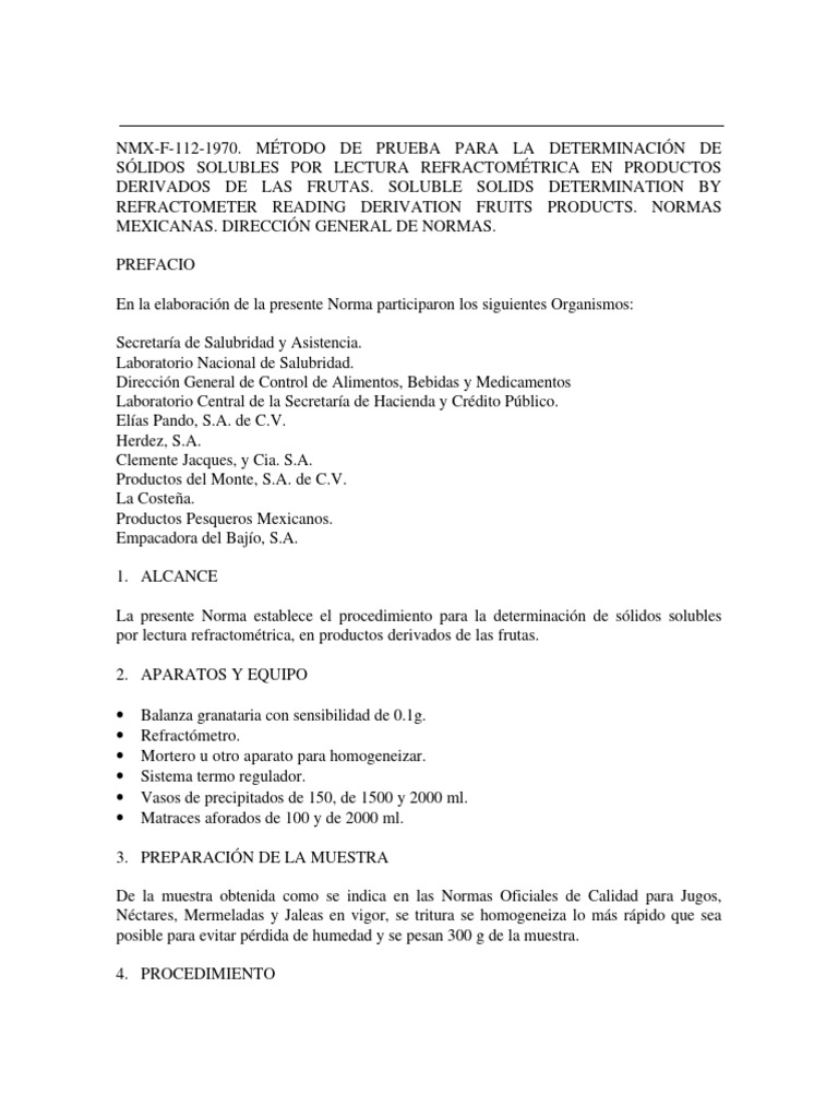 Determinación de Sólidos Solubles en Frutas | PDF | Solubilidad ...