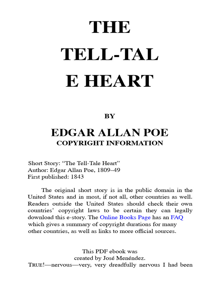 Tell-Tale Heart by Edgar Allan Poe | PDF
