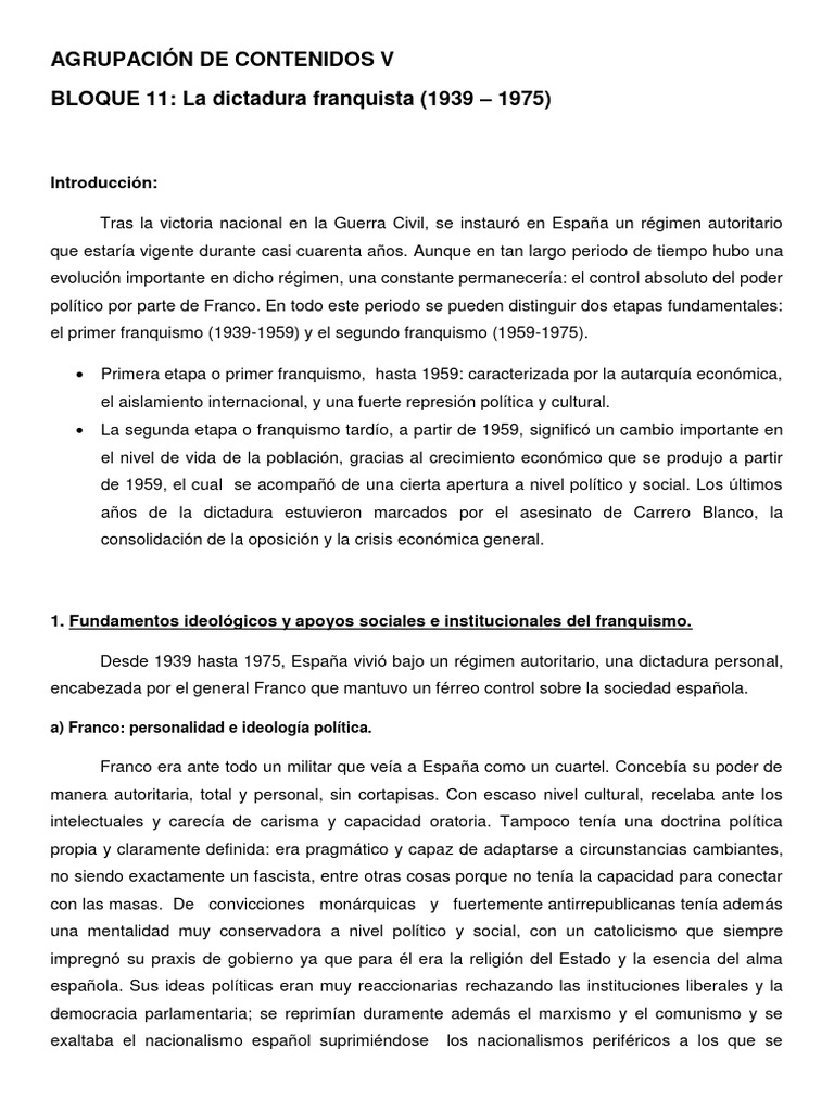 Bloque 11 Editado Pdf Francisco Franco España Franquista