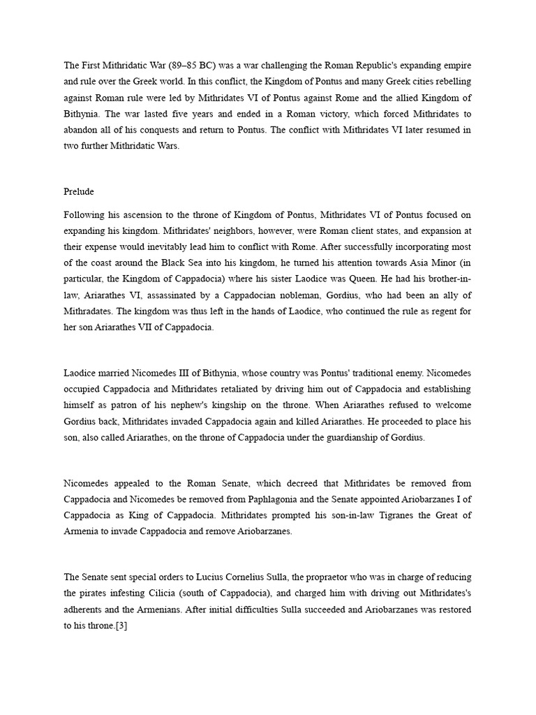 First Mithridatic War | PDF | Classical Antiquity | Roman Republic