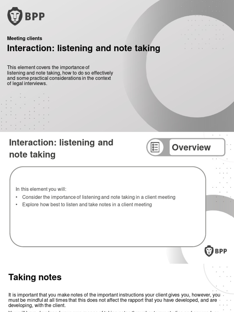 05 Interaction - Listening and Note Taking | PDF | Nonverbal ...